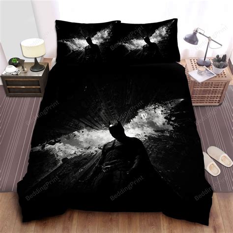 Batman The Dark Knight Rises Black And White Poster Bed Sheets Duvet
