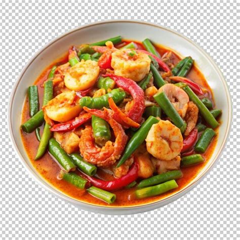 Spicy Stir Fried Seafood And Yard Long Bean Premium Ai Generated Psd