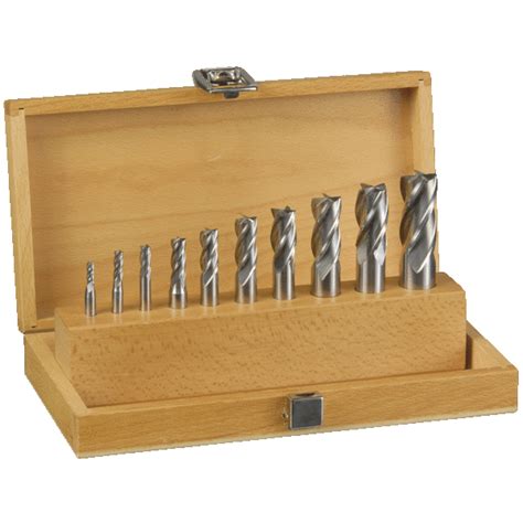 Jeu de 10 fraises à queue cylindrique en acier rapide HSS Co8 VADIUM