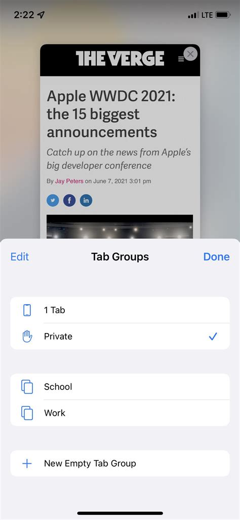 Ios 15 Beta 1 Adds Ability To Have Tab Groups In Safari R Iosbeta