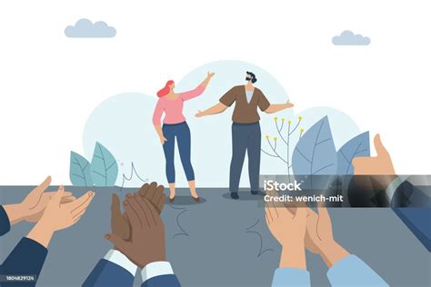 박수 감사와 훌륭한 작품에 대한 박수와 박수로 동료들의 축하 성공적인 비즈니스 거래 승진 또는 최고의 직원 벡터 디자인