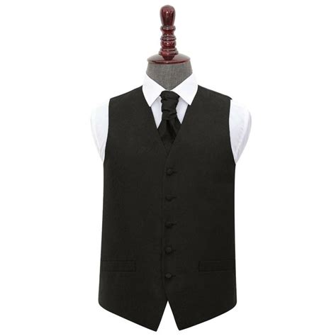 Dqt Floral Paisley Black Mens Wedding Waistcoat And Cravat Set Ebay