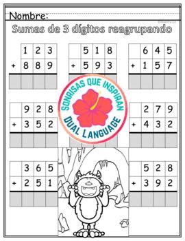 Suma Resta reagrupando 3 dígitos regrouping addition subtraction Suma