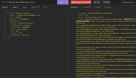 Bug Erro 500 Ao Tentar Criar Medico Pelo Insomnia Spring Boot 3