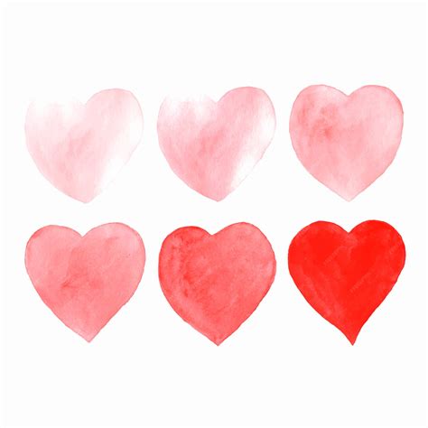 Free Vector Hand Drawn Watercolor Hearts Isolated On White