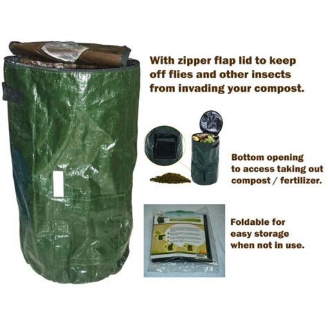 Compost Bag Waste Disposal Composter Bag Garden Waste Bin Garden Organic Waste Disposal Compost