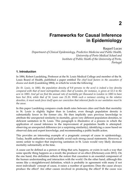 PDF Frameworks For Causal Inference In Epidemiology