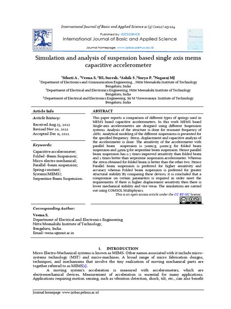 Suspension Based Single Axis Mems Acclerometer Pdf Accelerometer