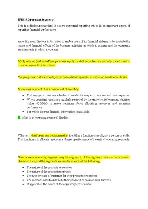 IFRS 8 IFRS 8 Operating Segments Summarized IFRS 8 Operating