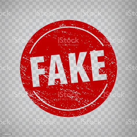 투명한 배경에 가짜 씰 디자인 그런 지 고무 스탬프 단어 가짜 빨간색으로 평면 디자인 벡터 일러스트 레이 션 Eps10 0명에