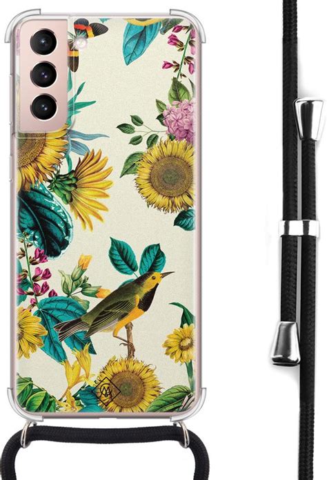Samsung Galaxy S21 Hoesje Met Koord Zonnebloemen Bloemen Geel