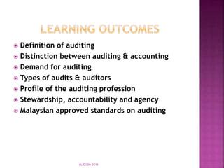 Topic 1 Introduction AUDITING AND ASSURANCE SERVICES IN MALAYSIA PPT
