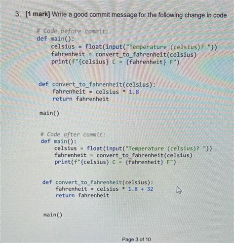 Solved Mark Write A Good Commit Message For The Chegg