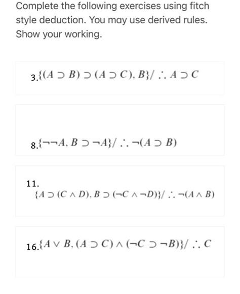 Solved Complete The Following Exercises Using Fitch Style