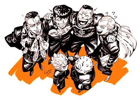 Higashikata Josuke Nijimura Okuyasu Hirose Koichi Sakaki Yuya