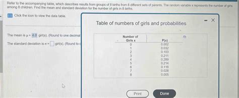Solved Refer To The Accompanying Table Which Describes Results From