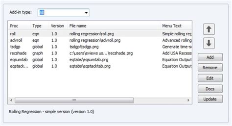 EViews Help Managing Add Ins