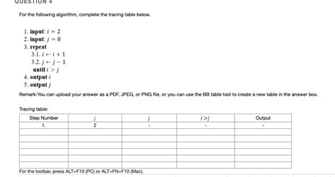 Solved QUESTION For The Following Algorithm Complete The Chegg