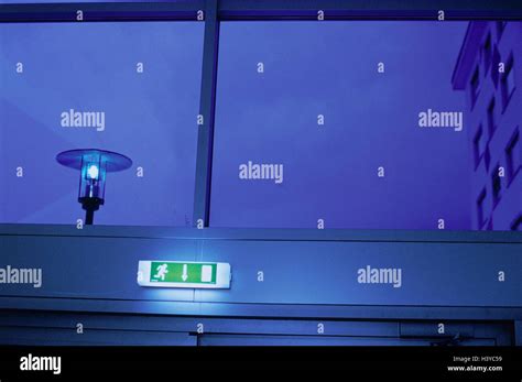 Building Door Tip Emergency Exit Light Inside Escape Route Luminous Sign Sign Exit