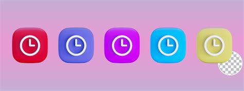 Premium Psd 3d Rendering Wall Clock Icon Time Symbol Button Squircle