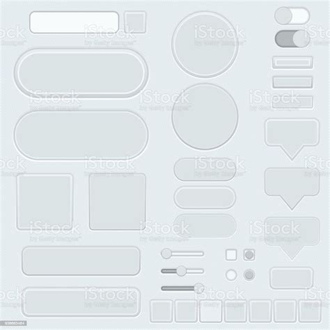 웹 사이트 사용자 인터페이스 버튼의 집합입니다 대각선 줄무늬를 가진 회색 테마 3차원 형태에 대한 스톡 벡터 아트 및 기타 이미지 3차원 형태 고름 그래픽 사용자