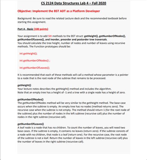 CS Data Structures Lab Fall Objective Chegg Com