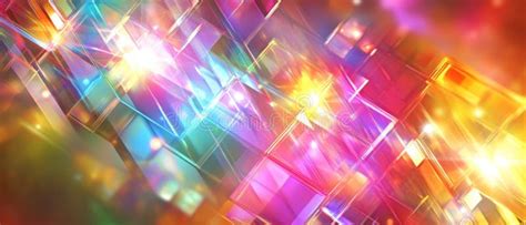 Abstract Geometric Cubes Iridescent Facets Reflecting Light In A Futuristic Background Stock