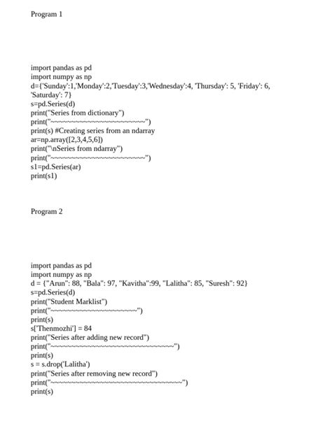 Program And Output For Printout Pdf