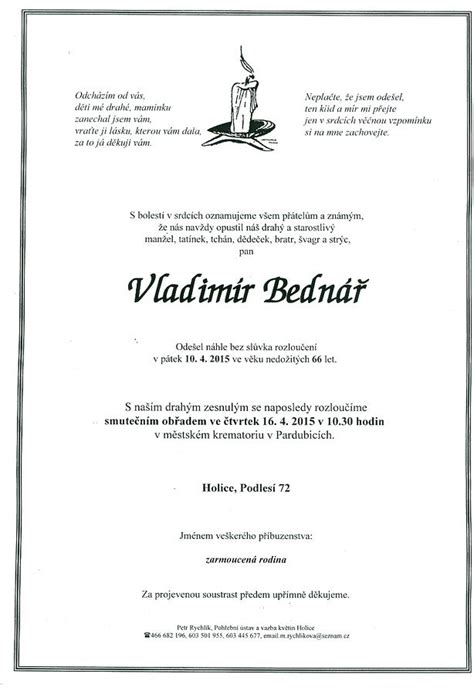 Vladimír Bednář Smutecnioznamenieu
