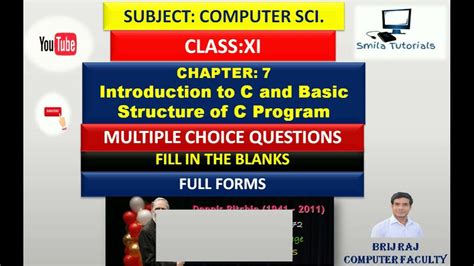 Class11th Ch7 Introduction To C And Basic Structure Of C Programmcq