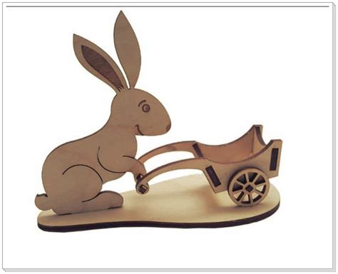 Easter Bunny Rabbit Cnc Rabbit With Trolley Easter Egg Holder Rabbit