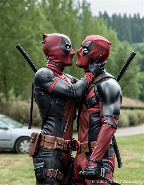 Deadpool And Margot Robbie At A Wedding Stable Diffusion Online