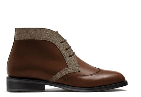 2 Tone Womens Chukka Boots Brown Leather And Tweed Sumissura