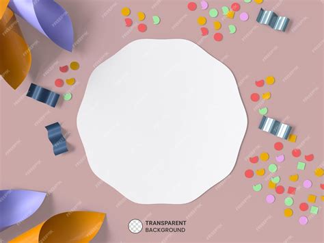 색종이 아이콘 3d 렌더링 일러스트와 함께 생일 프레임 무료 Psd 파일