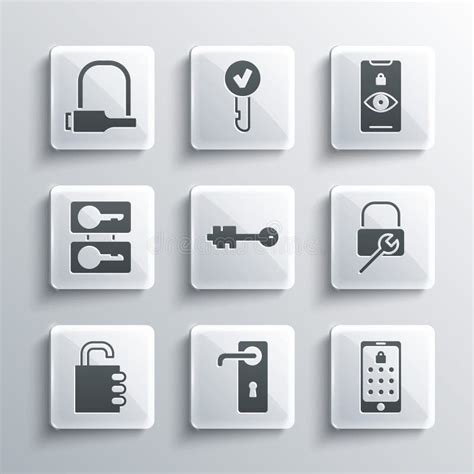 Set Door Handle Mobile Graphic Password Lock Repair Old Key Safe