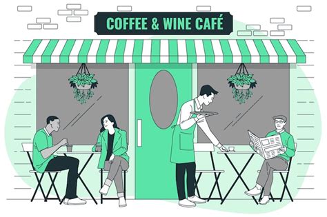 카페 개념 일러스트레이션의 사람들 무료 벡터