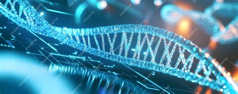 Abstract Dna Structure Blue And Orange Glowing Helix Premium Ai