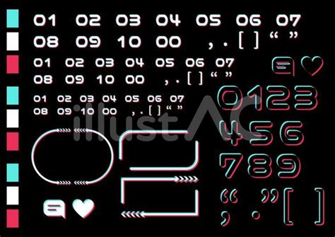 グリッチ風デザインの数字と記号とフレームイラスト No 22665289｜無料イラスト・フリー素材なら「イラストac」