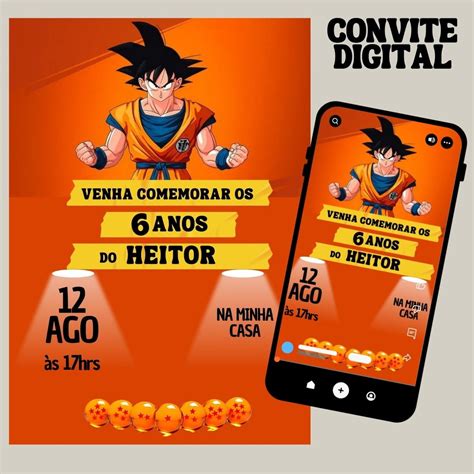 Convite Aniversário Dragon Ball Elo7 Produtos Especiais