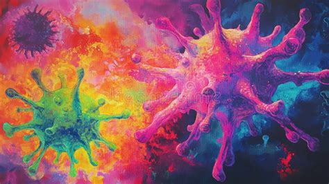 Colorful Visualization Of A Virus Transforming And Mutating In A