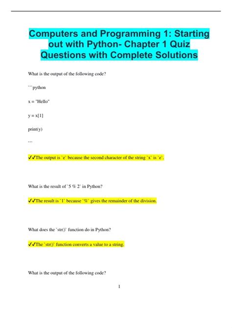 computers and programming 1 starting out with python chapter 1 quiz