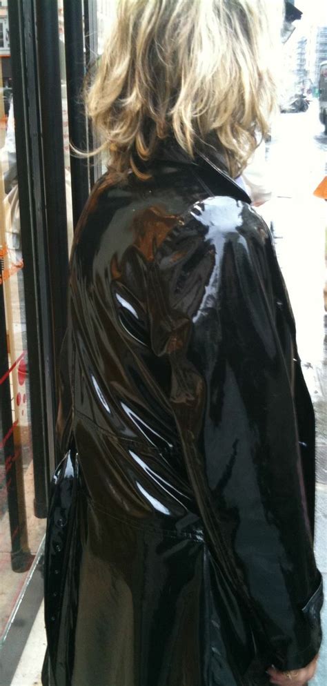 Shiny Black PVC Rainjacket Black Raincoat Pvc Rain Jacket Leather
