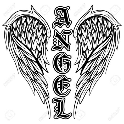 Abstract Vector Illustration Black And White Wings And Inscription
