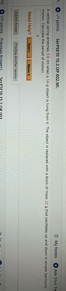 1 1 Points Serpse10 152op002mi My Notes Ask Your Te A