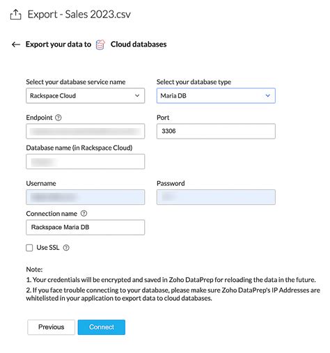 How To Export Data To Rackspace Cloud Maria Db