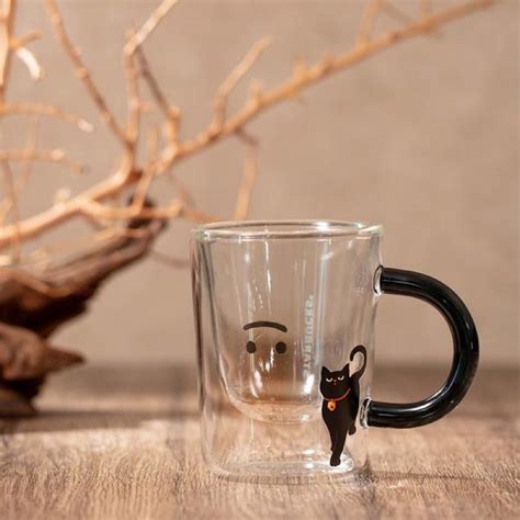 Starbucks 星巴克 黑貓精靈搗蛋玻璃杯 👻 萬聖節限定 幽靈貓咪 雙層玻璃馬克杯 237ml 蝦皮購物