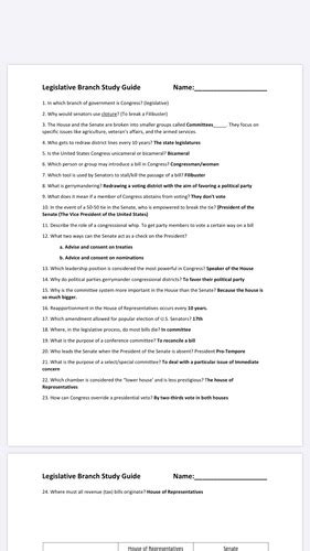 Unit Legislative Branch Flashcards Quizlet