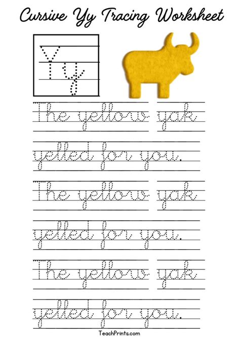 9 Cursive Y Tracing Worksheets Free Printables Teach Prints