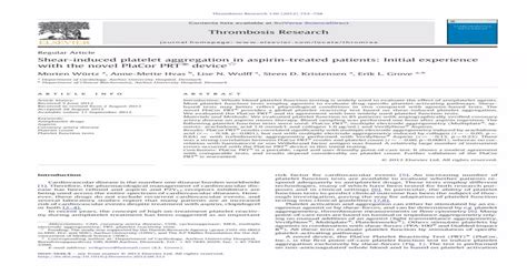 Shear Induced Platelet Aggregation In Aspirin Treated Patients Initial