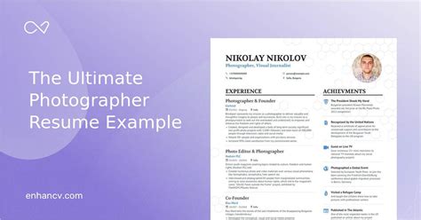 Photographer Resume Samples And Writing Guide For 2021 Enhancv